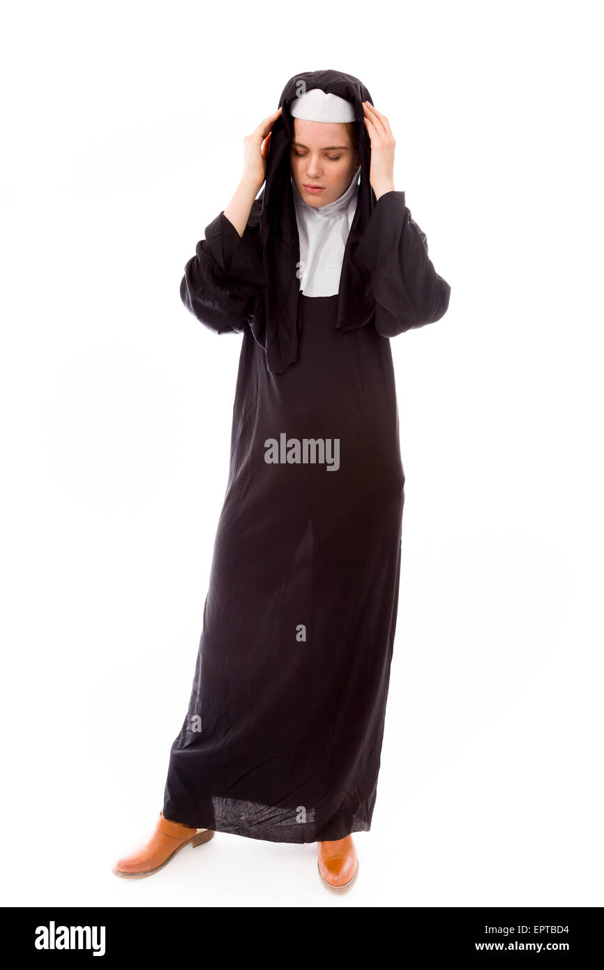 Woman in white robe standing Cut Out Stock Images & Pictures - Alamy