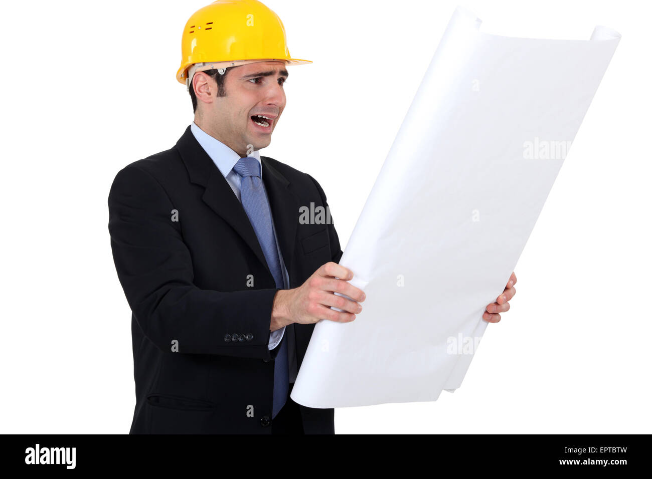 Scared looking architect Stock Photo - Alamy
