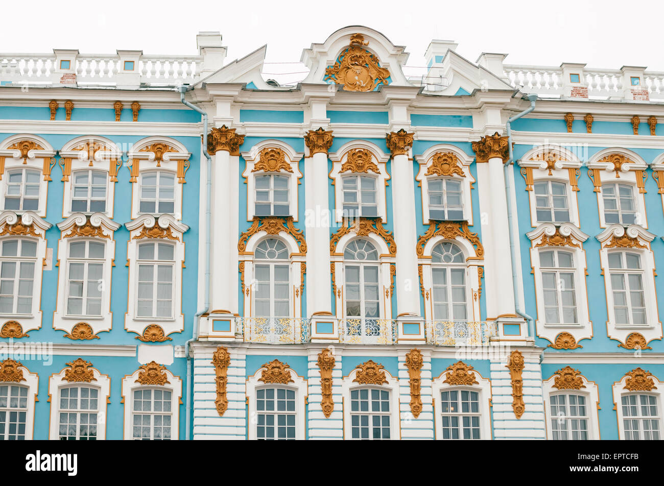 Great Palace of Tsarskoye Selo (the Catherine Palace), front view Stock ...