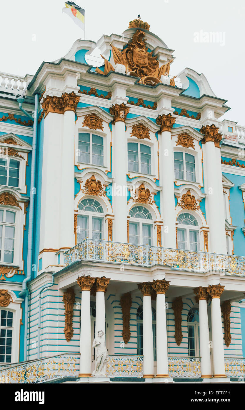 Great Palace of Tsarskoye Selo (the Catherine Palace), front view Stock ...