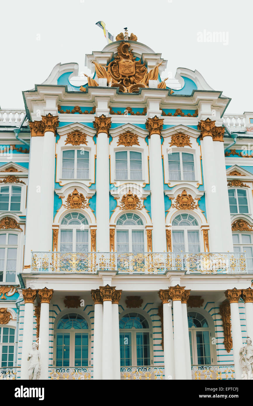 Great Palace of Tsarskoye Selo (the Catherine Palace), front view Stock ...