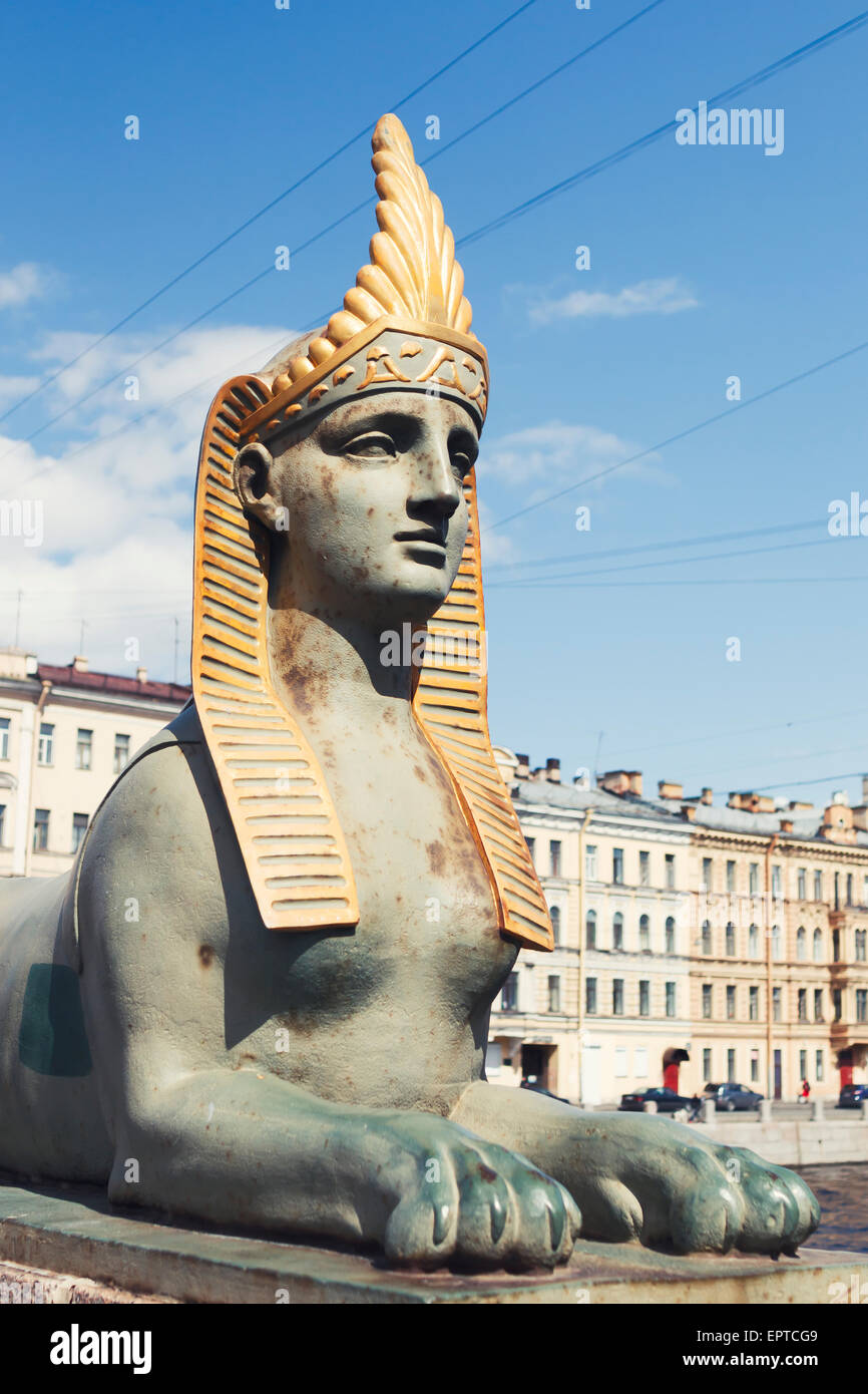 Sphinx at Egyptian bridge, Saint Petersburg, close-up Stock Photo - Alamy