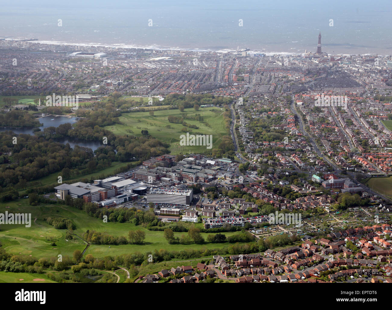 aerial view of Blackpool Victoria Hospital & Blackpool Tower ...