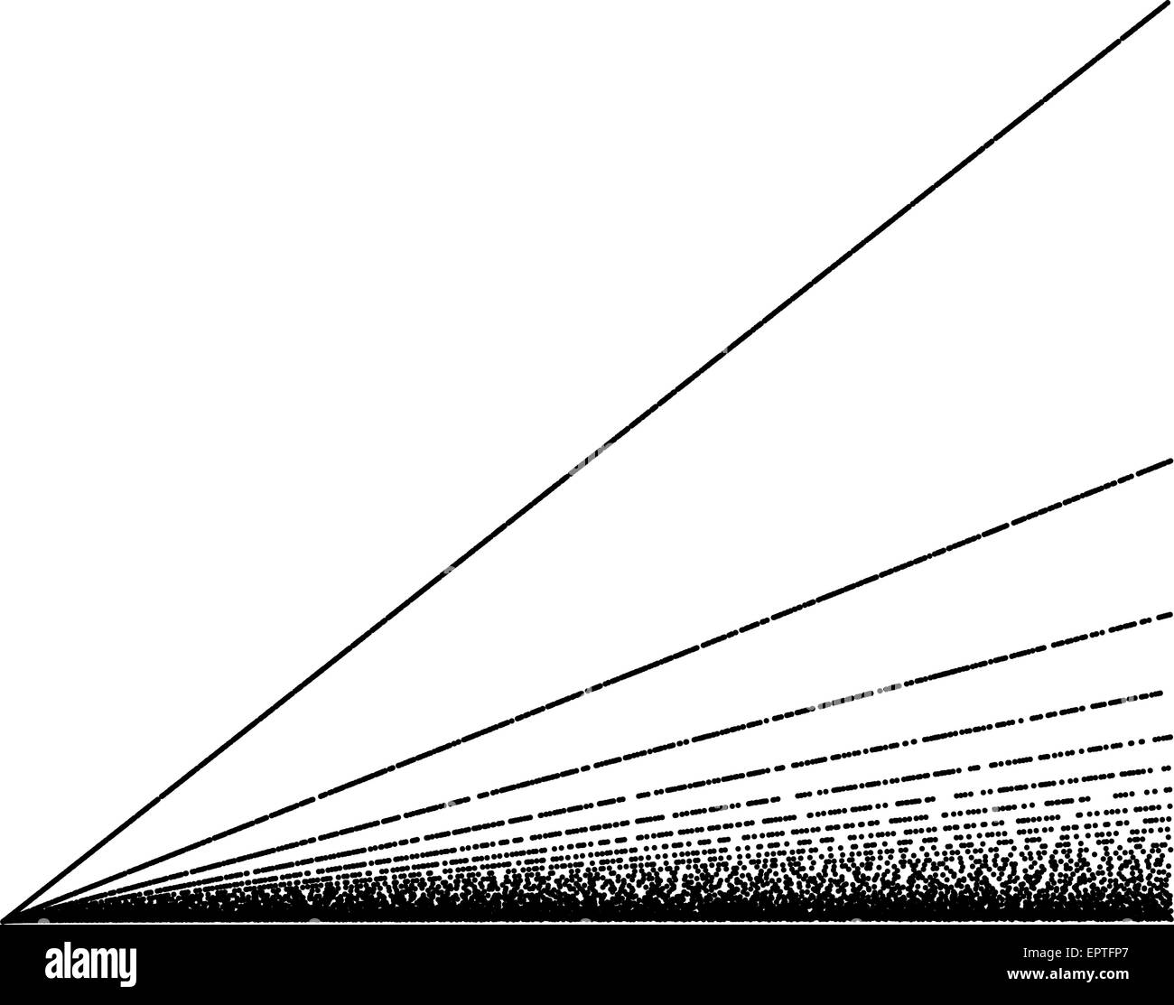 Several black lines starting from the origin, moving right Stock Vector ...