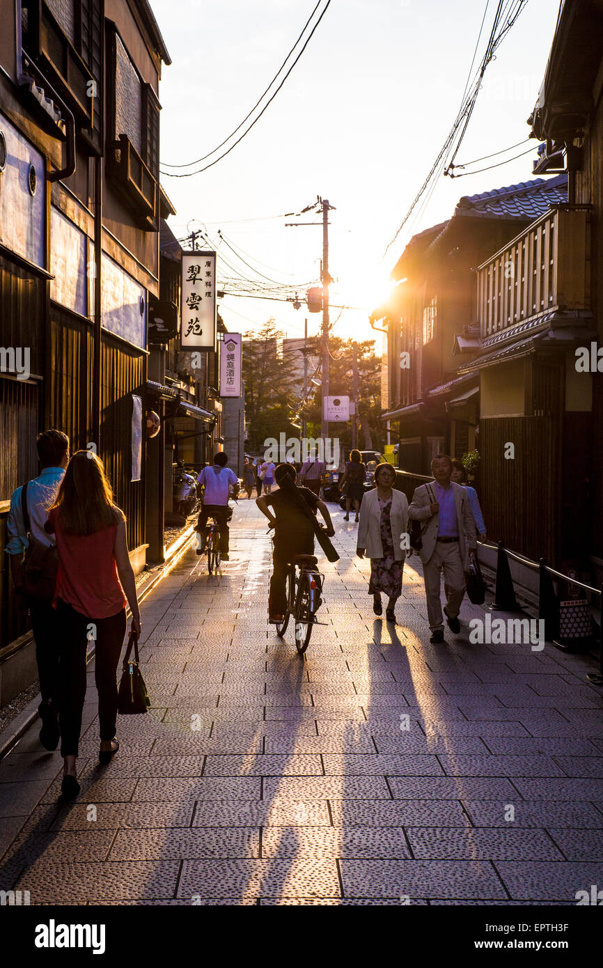 Japanese street in the evening sunshine, sunset Stock Photo - Alamy