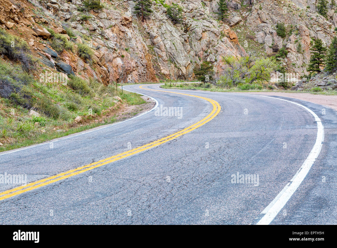 windy, Colorado highway 14 in Poudre Canyon at Big Narrows west of Fort ...
