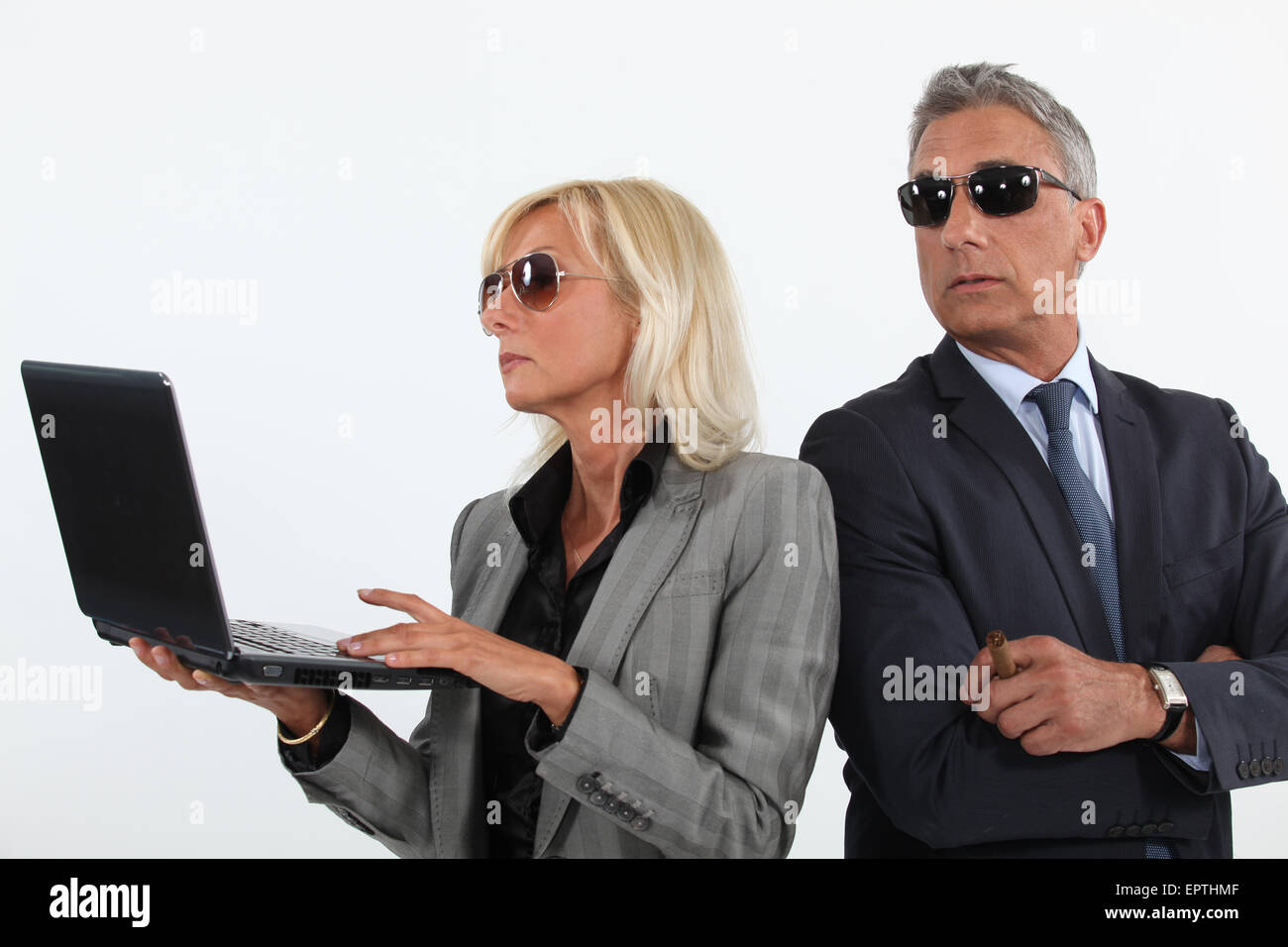 Suspicious business partners Stock Photo - Alamy