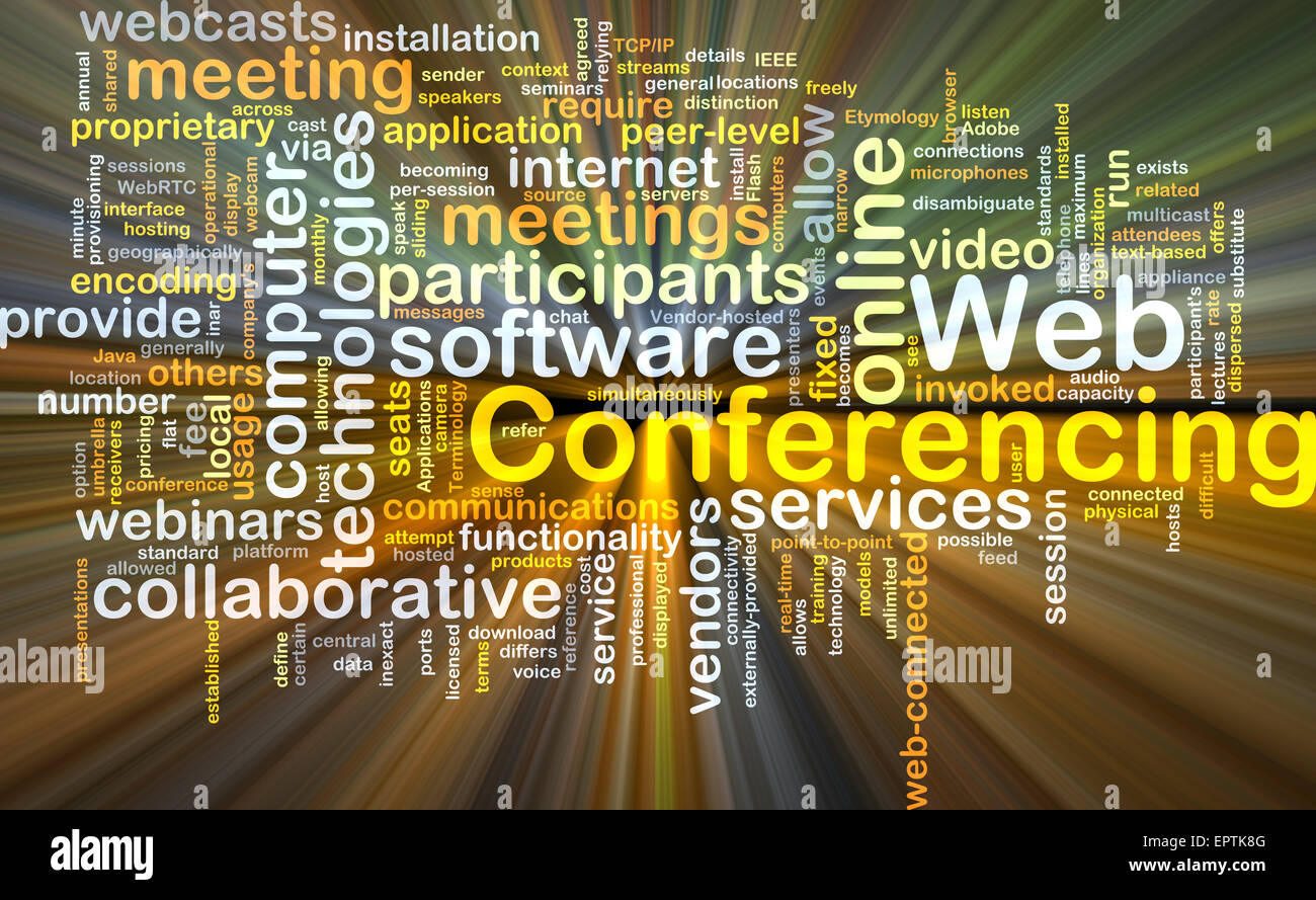 Background concept wordcloud illustration of web conferencing glowing ...