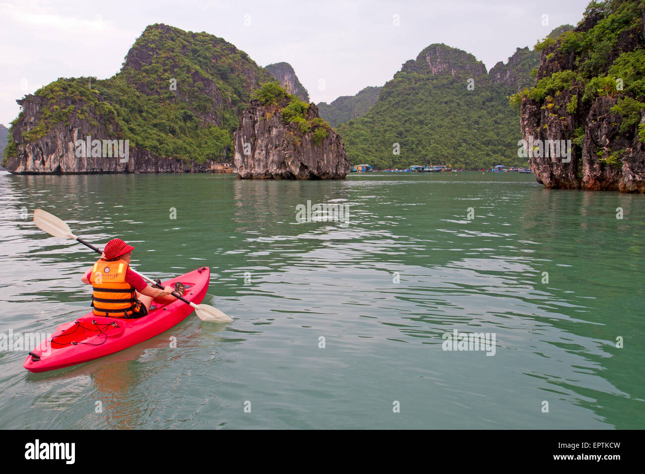Kayaking in Halong Bay Stock Photo - Alamy