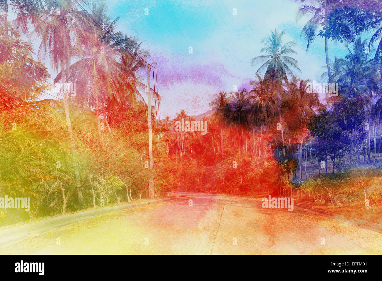 Abstract tropical landscape Stock Photo - Alamy