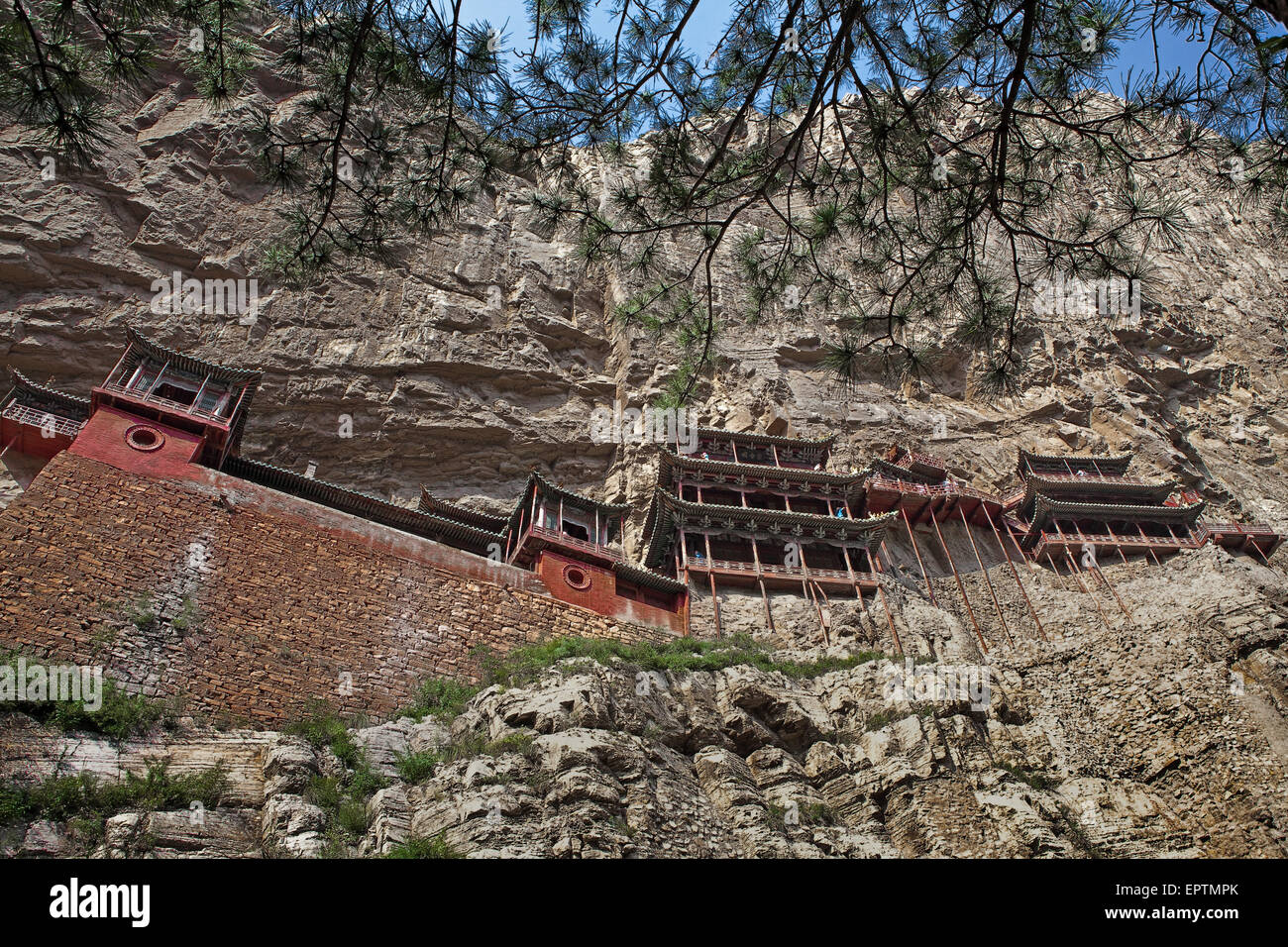 Ancient monastery on mountain cliff at datong city hi-res stock ...
