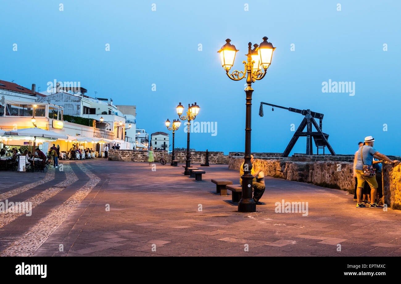 City Walls At Night Alghero Sardinia Italy Stock Photo - Alamy