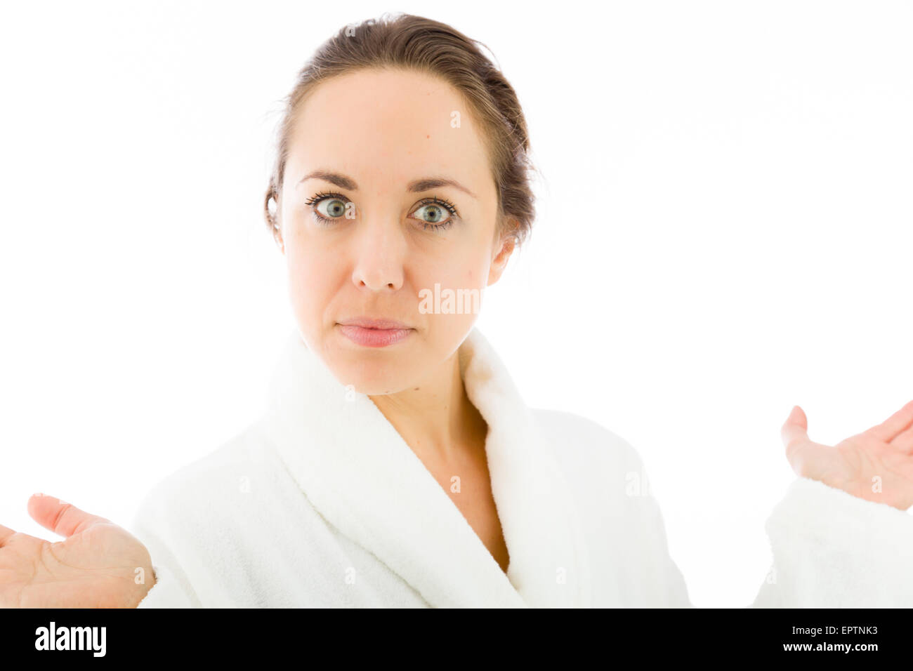 model isolated on plain background puzzled confused lost Stock Photo ...