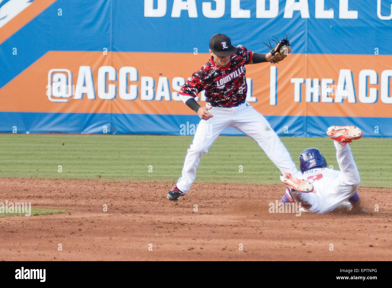 infielder Tyler Krieger (3) of the Clemson Tigers gets the steal at ...