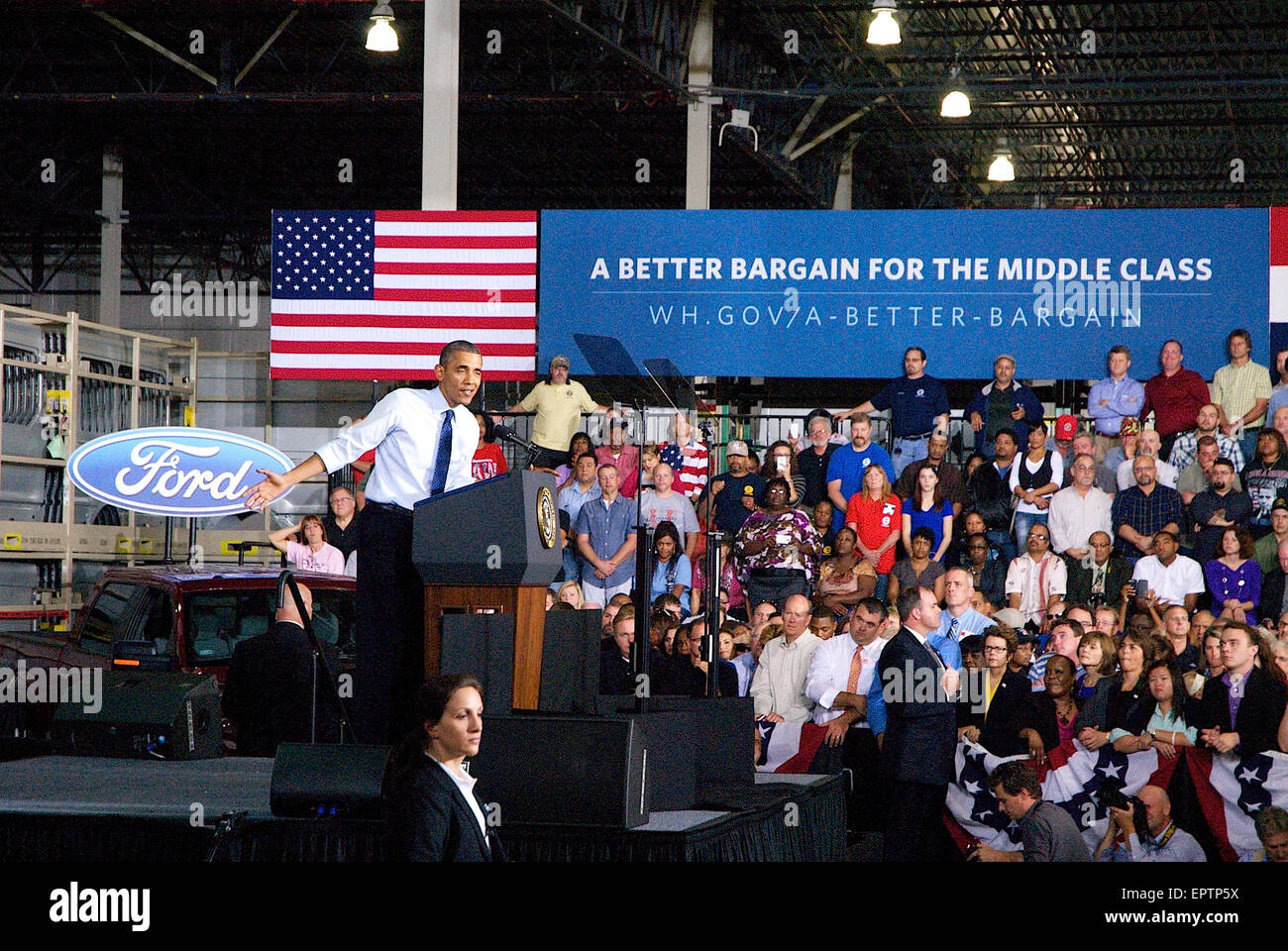 Liberty Mo. 9-20-2013. President Barak Obama at the Ford Stamping Plant ...