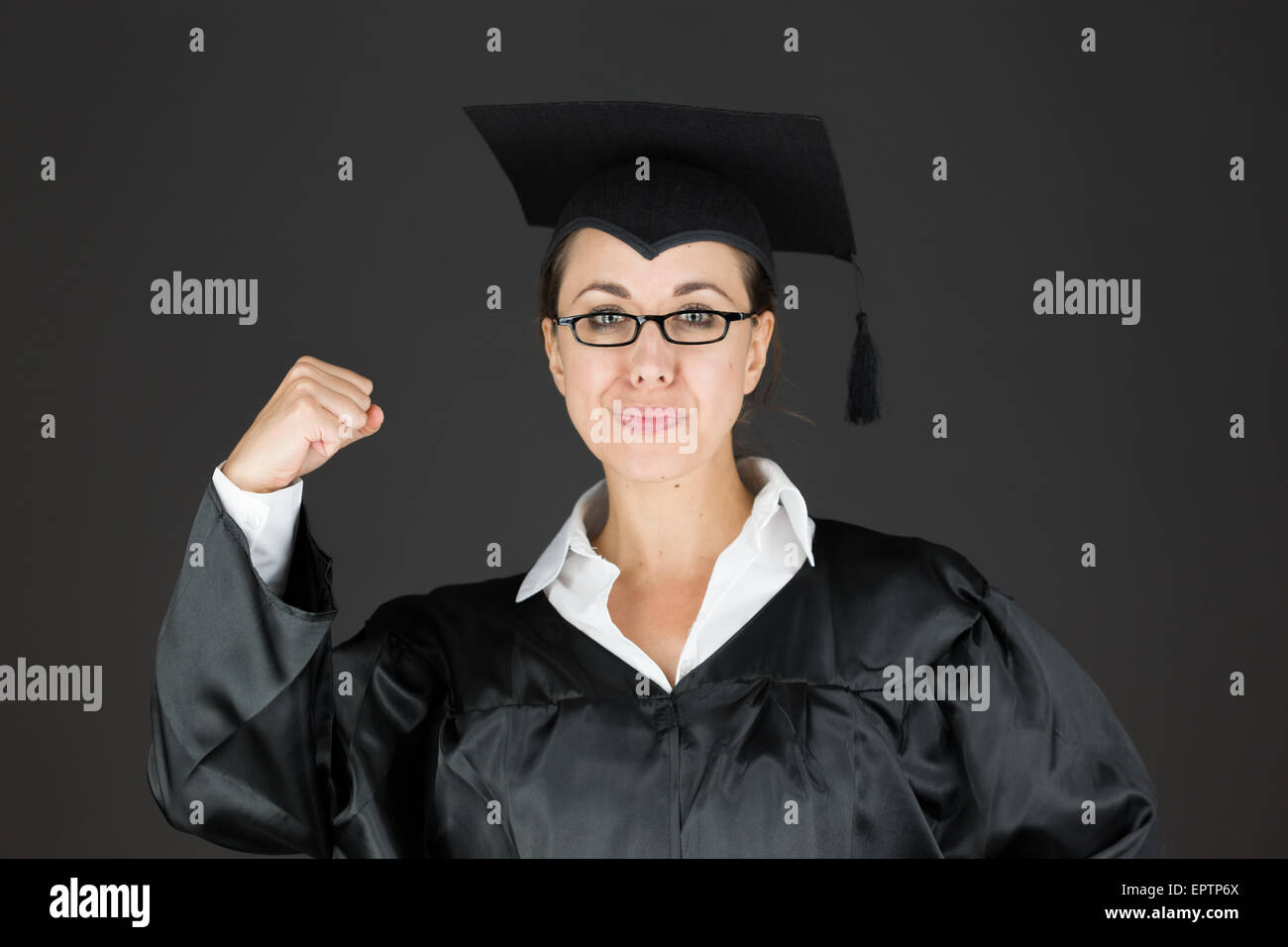 Model in studio isolated on plain grey background Stock Photo - Alamy