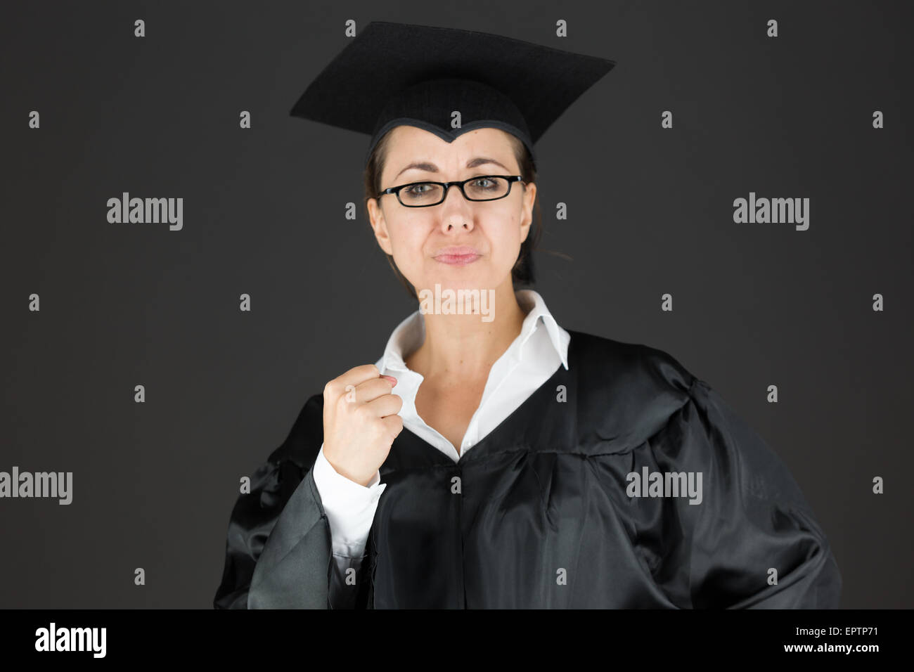Model in studio isolated on plain grey background Stock Photo - Alamy