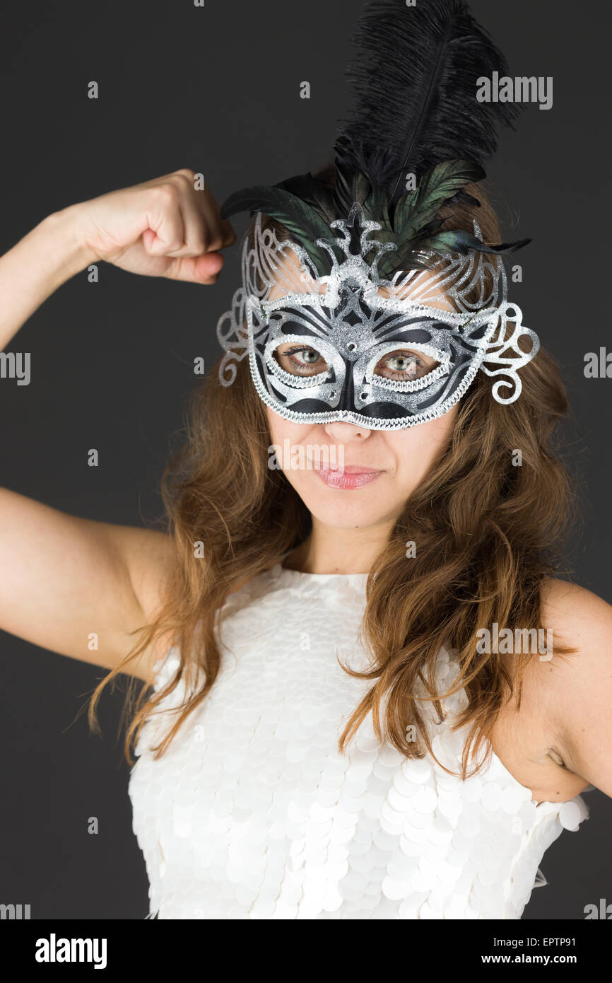 Model in studio isolated on plain grey background Stock Photo - Alamy