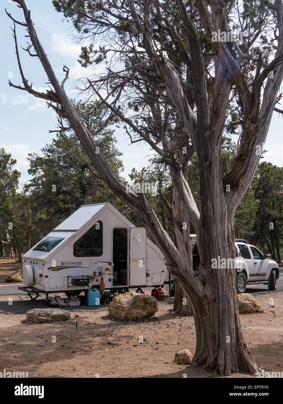 A-frame camping trailer in Mather Campground, South Rim, Grand Canyon ...
