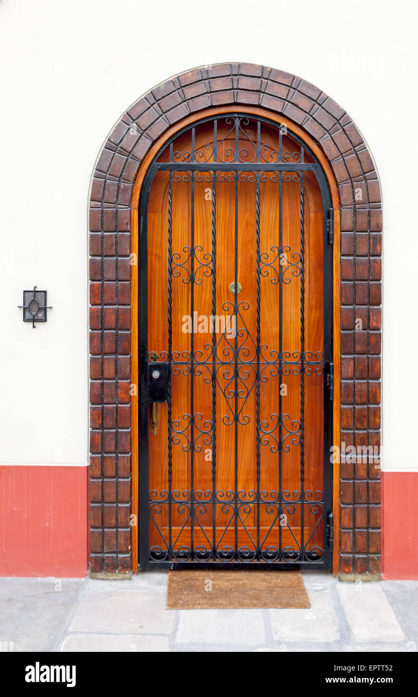 Closed door of a house, Peru Stock Photo - Alamy