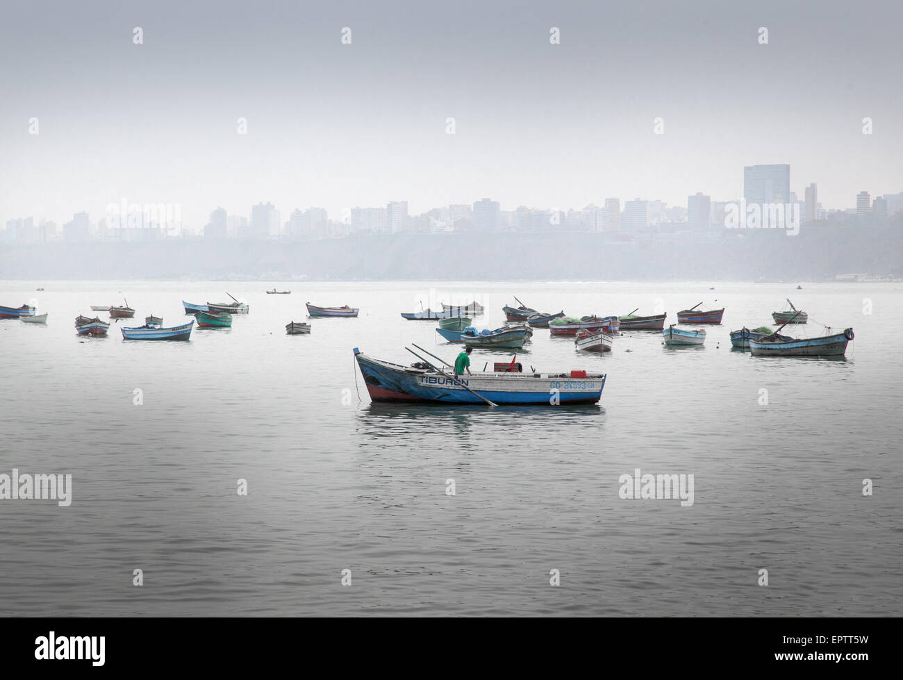 Fishing boat at a harbor, Lima, Peru Stock Photo - Alamy