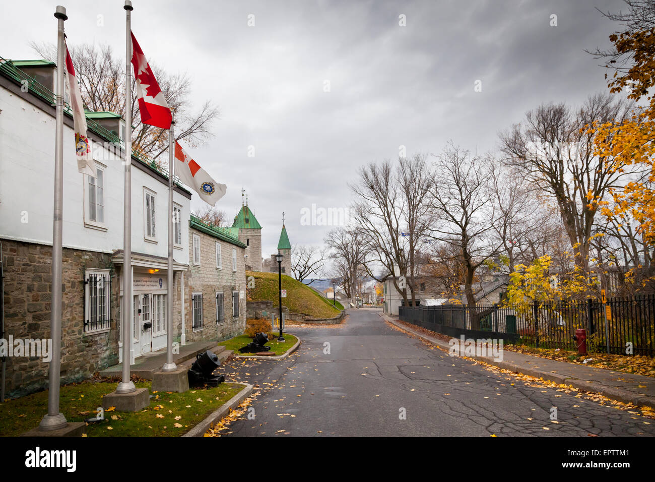 Buildings along a road, Quebec City, Quebec, Canada Stock Photo - Alamy