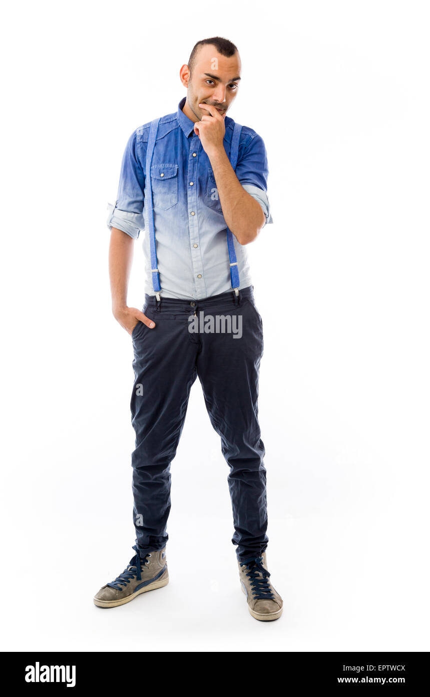 Plain background man one thinking Cut Out Stock Images & Pictures - Alamy