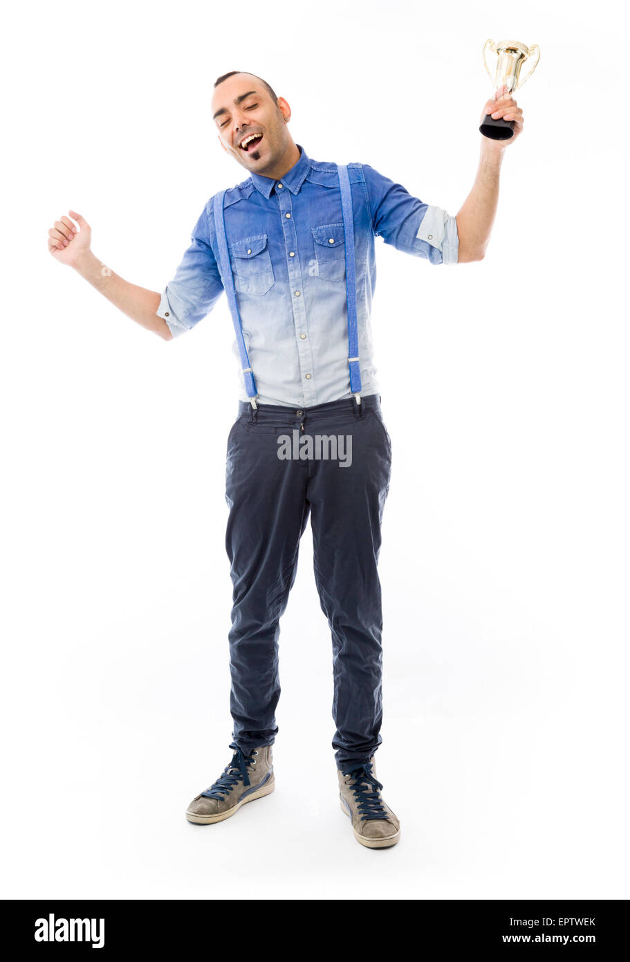 Model in studio isolated on plain grey background Stock Photo - Alamy