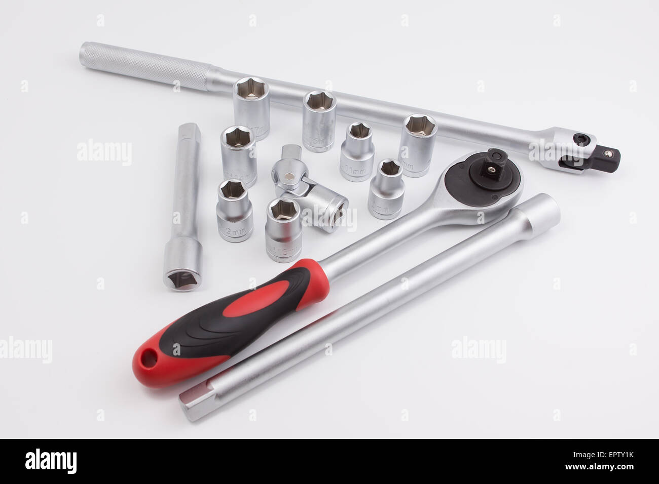 set of metal tools for car repairs on a white background Stock Photo ...