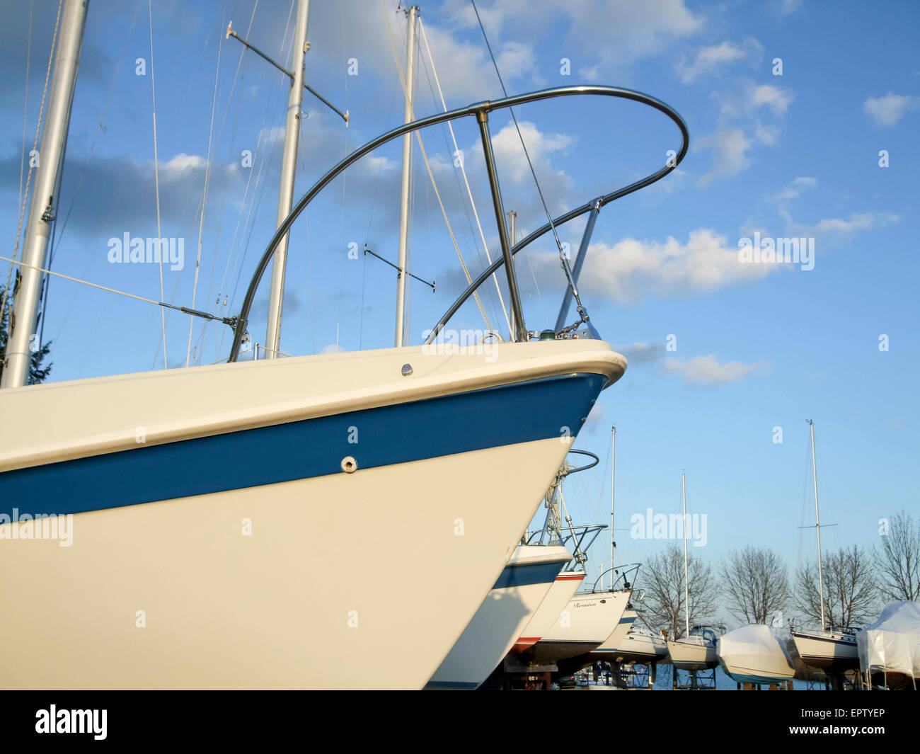 Sailboats in a row Stock Photo - Alamy