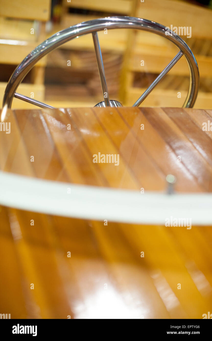 Steering wheel of a speedboat Stock Photo - Alamy