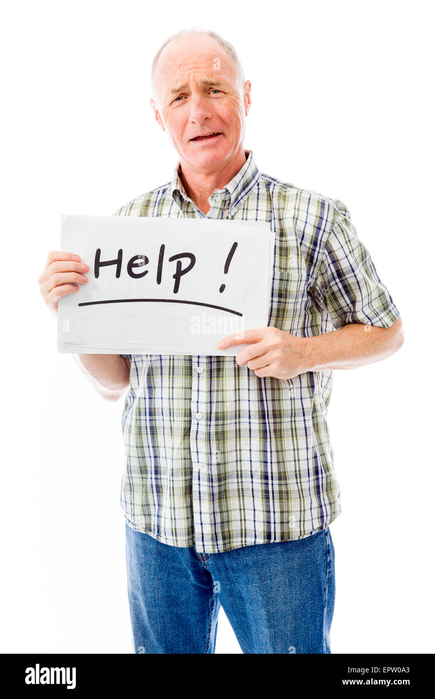 senior caucasian man isolated on a white background Stock Photo - Alamy