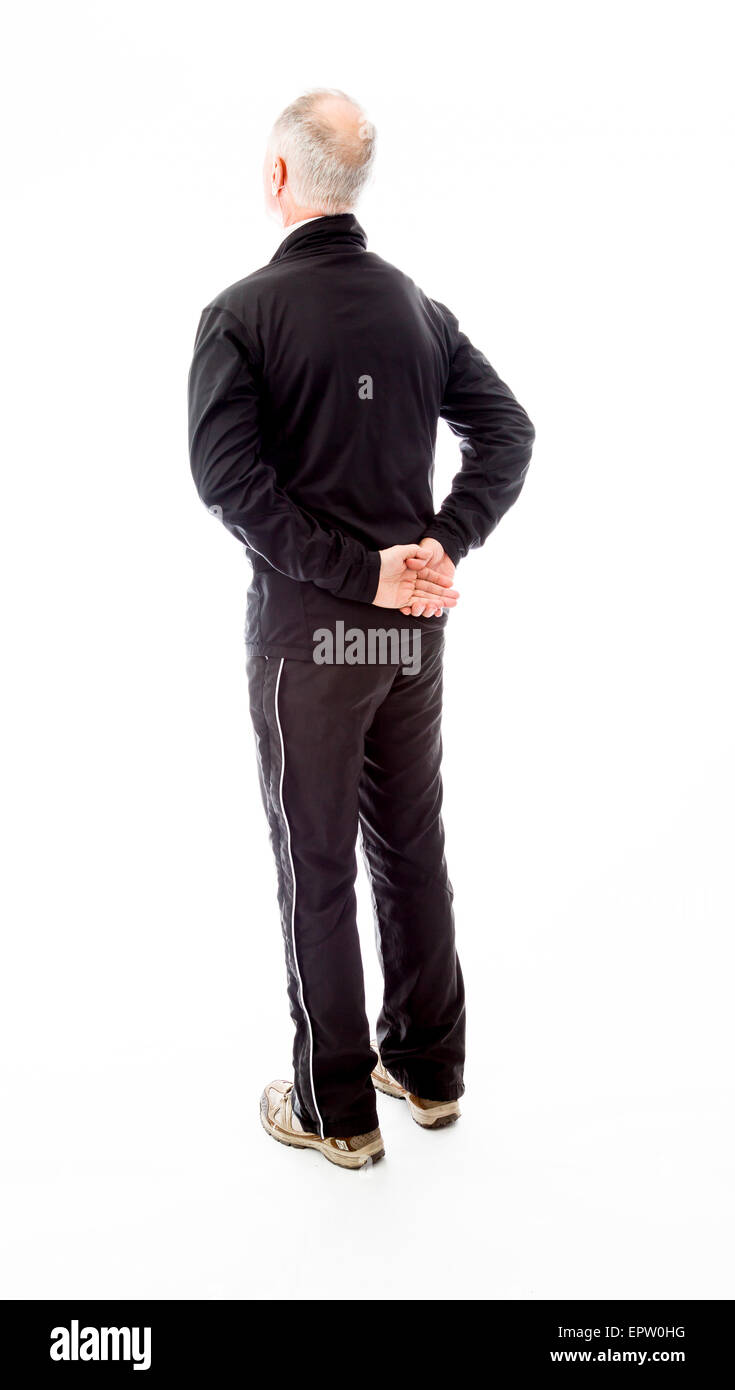 Back of old man on white background Cut Out Stock Images & Pictures - Alamy