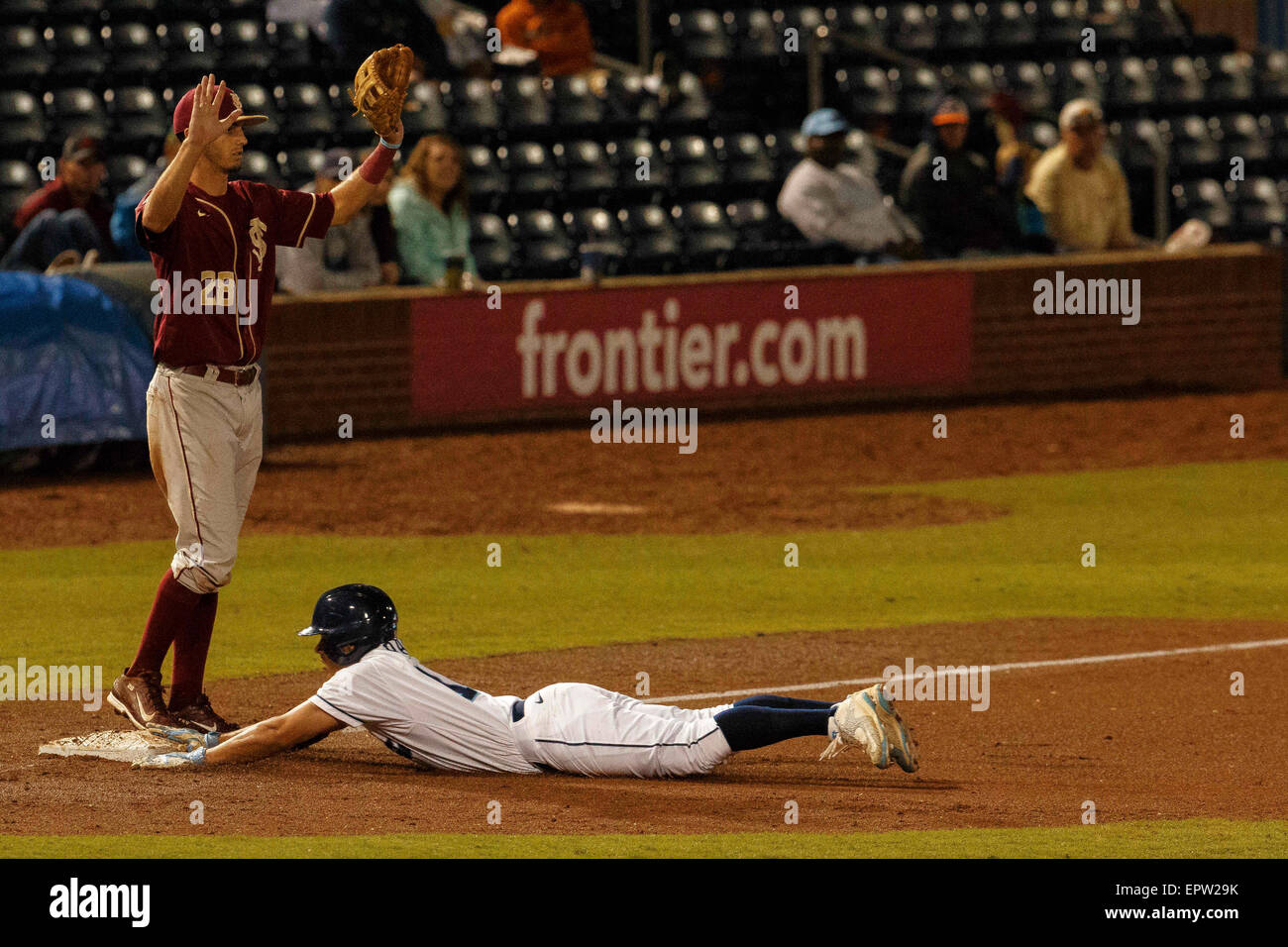 outfielder Tyler Ramirez (14) of the North Carolina Tar Heels slides ...
