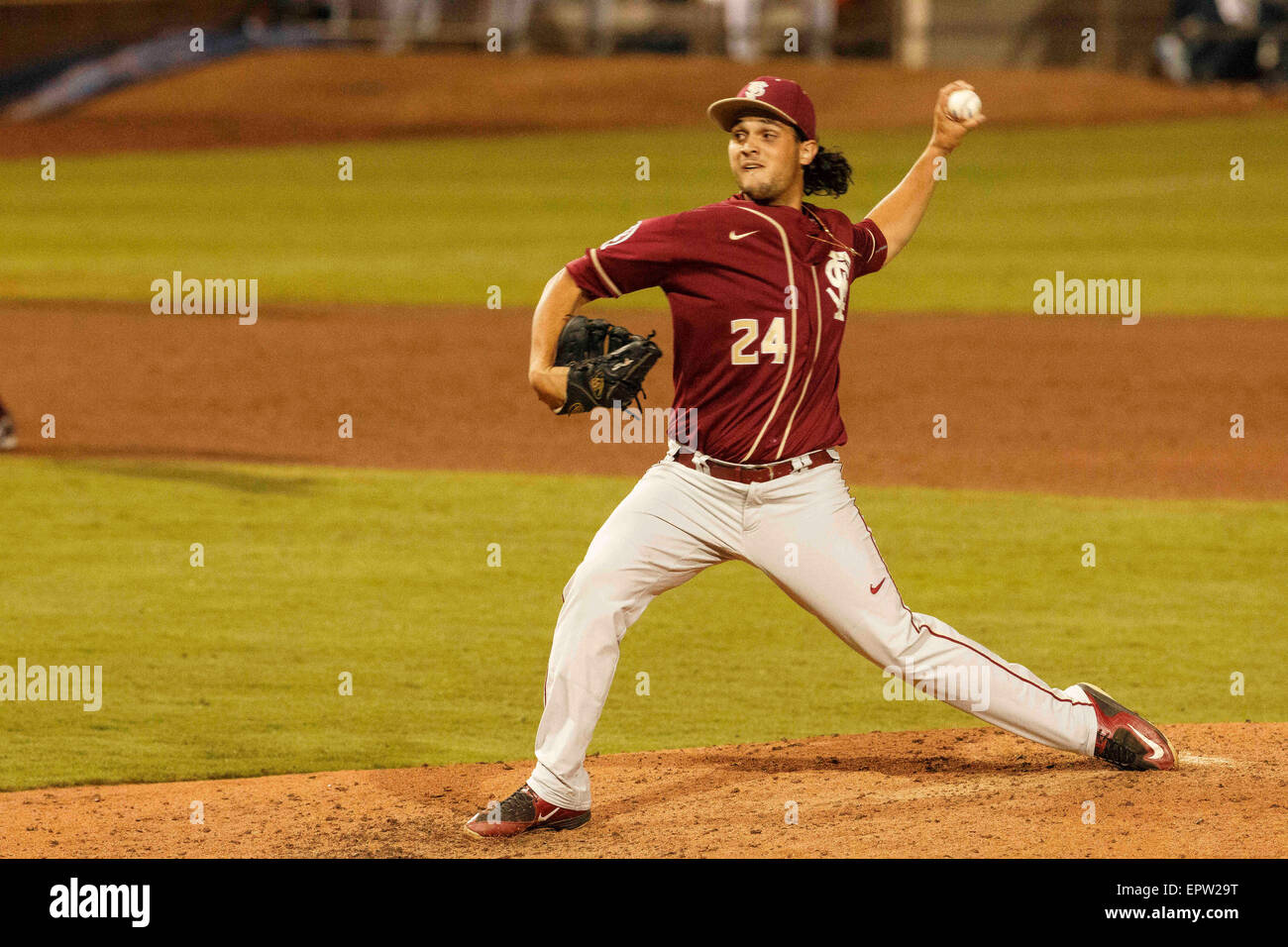 pitcher Dylan Silva (24) of the Florida State Seminoles comes into the ...
