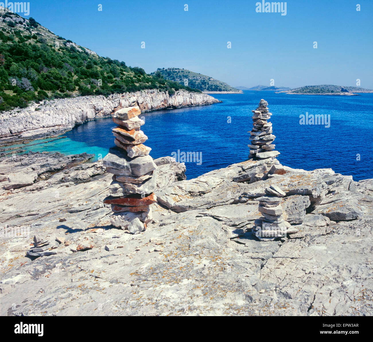 Stone pyramids at National park Kornati Croatia Stock Photo - Alamy