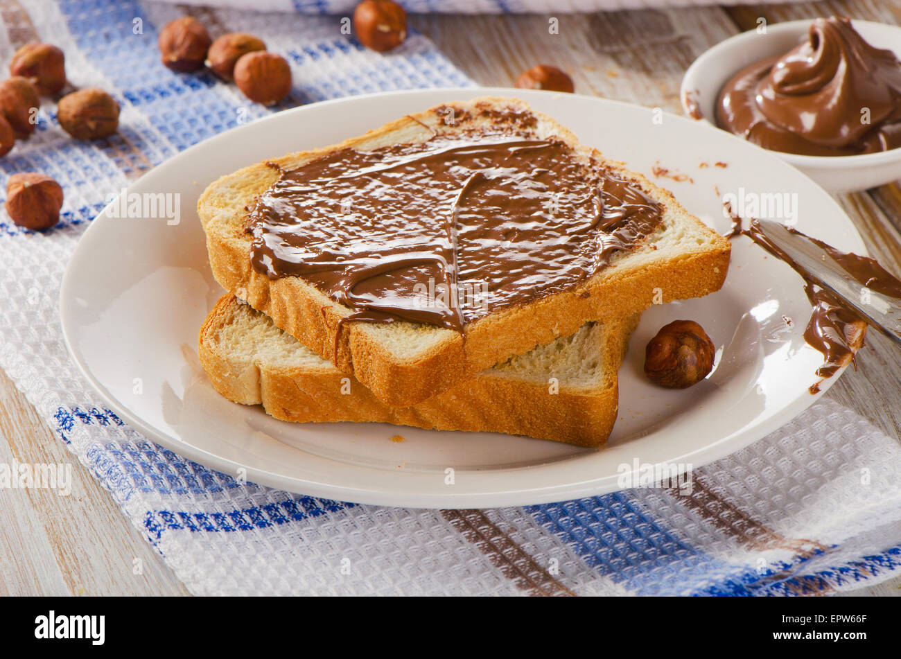Chocolate Spread On Toast Stock Photos & Chocolate Spread On Toast ...