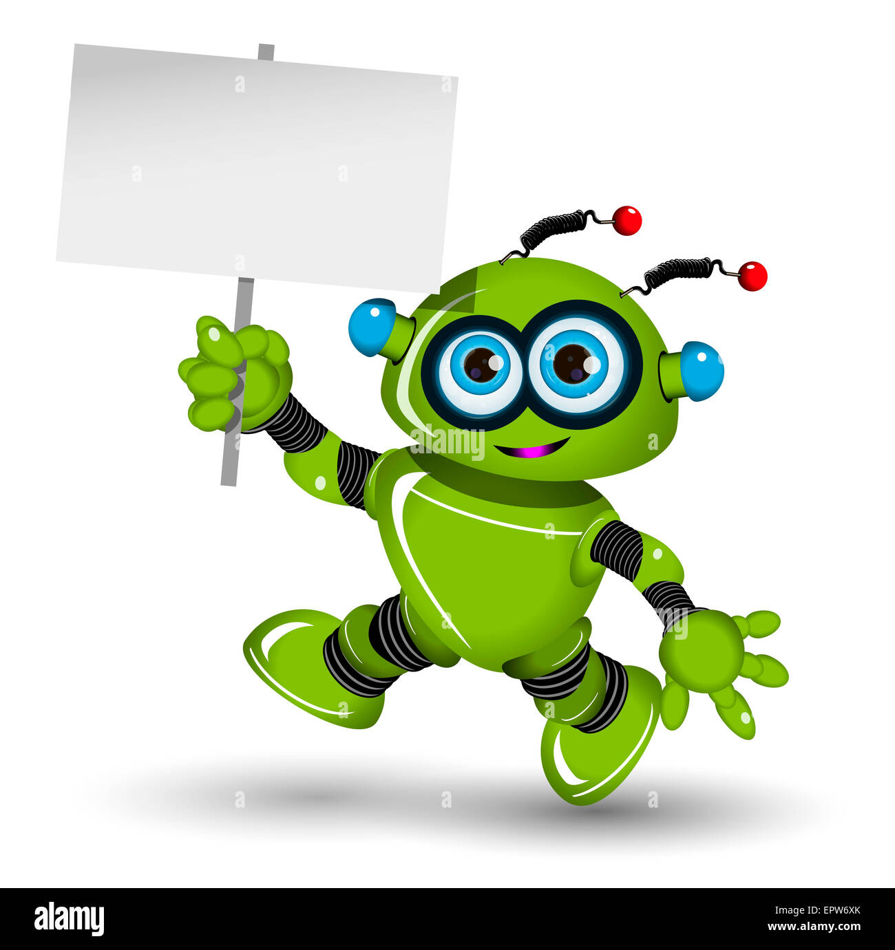 Illustration a green robot and white background Stock Photo - Alamy