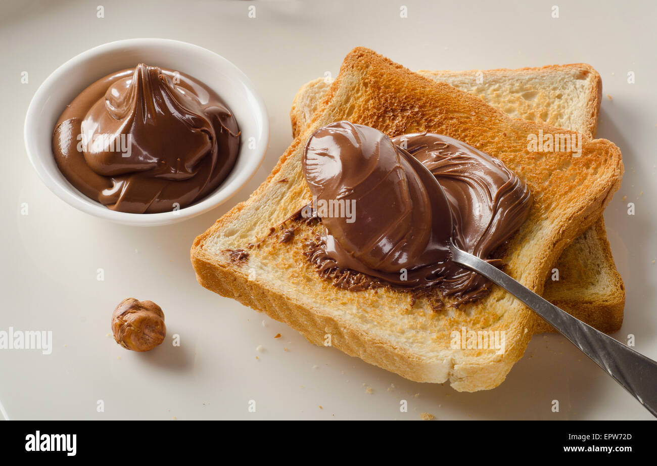 Fresh Toast with chocolate spread for a sweet breakfast Stock Photo - Alamy