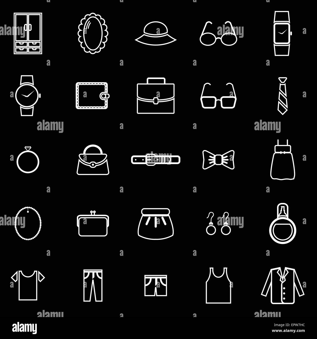 Dressing line icons on black background, stock vector Stock Vector ...