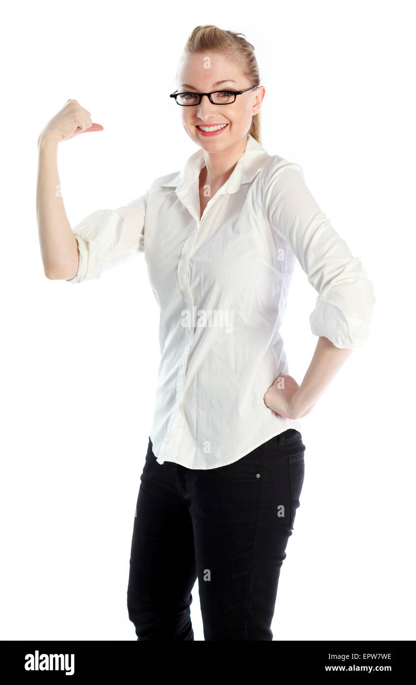 Attractive Caucasian Blond Girl Isolated On A White Background Stock
