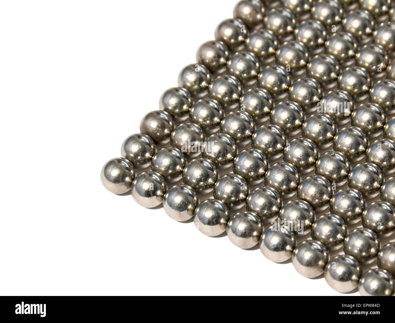 steel balls arranged in rows isolated on white background Stock Photo ...
