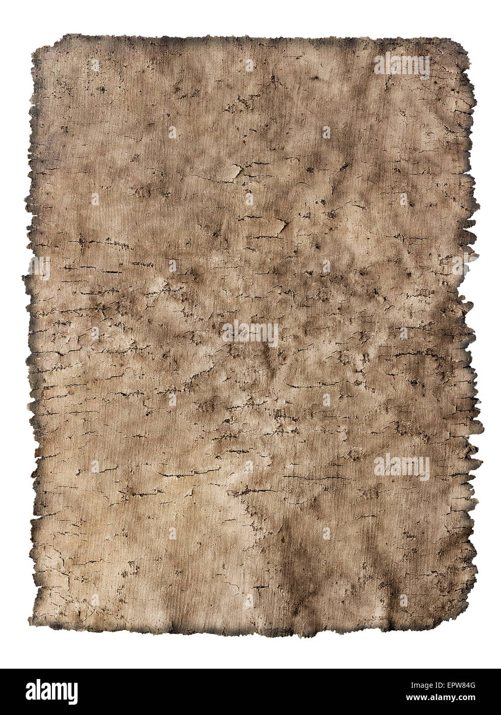 old cracked sheet of parchment in grunge style isolated on white ...