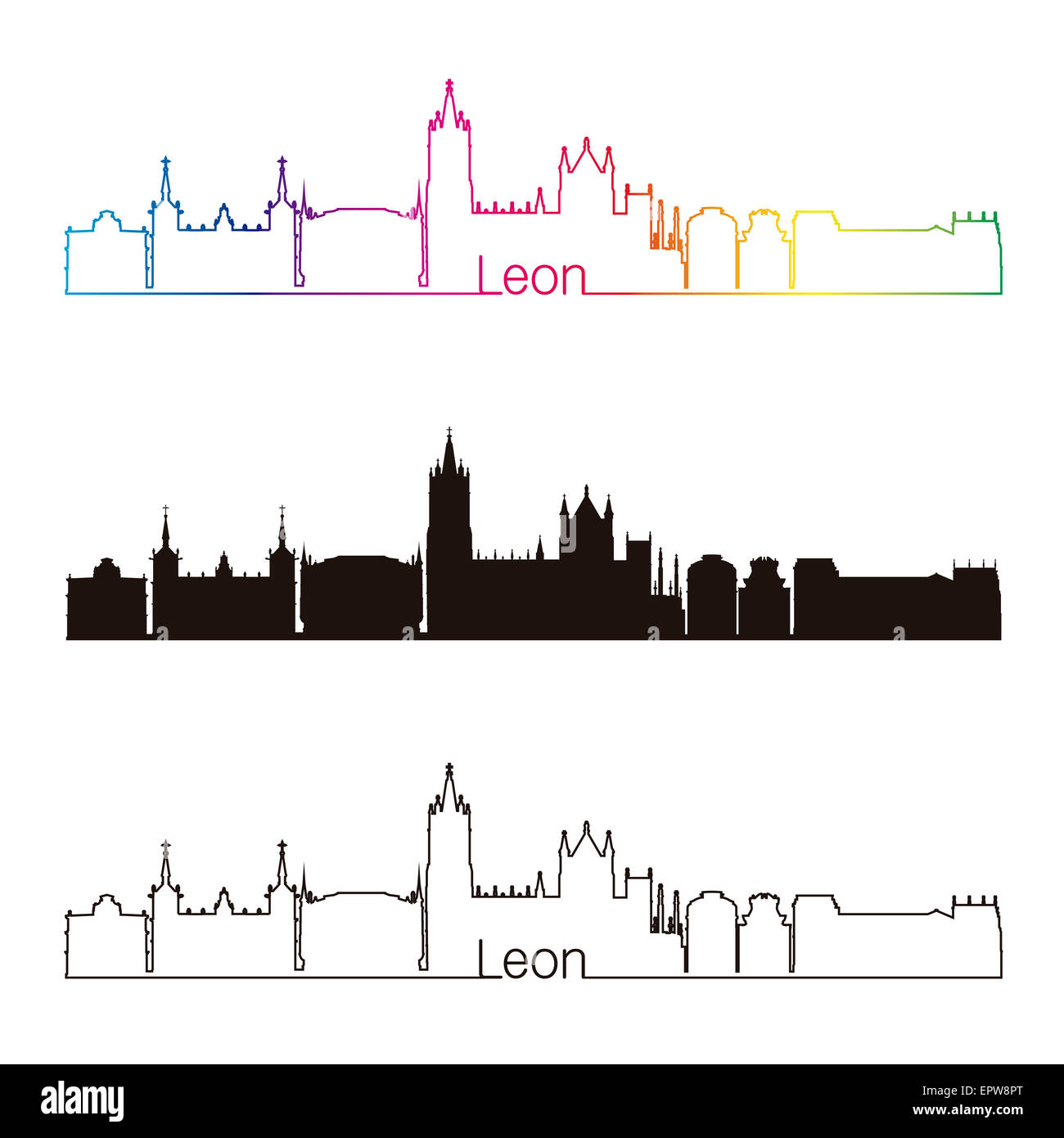 Leon skyline linear style with rainbow Stock Photo - Alamy Leon skyline linear style with rainbow Stock Photo - Alamy