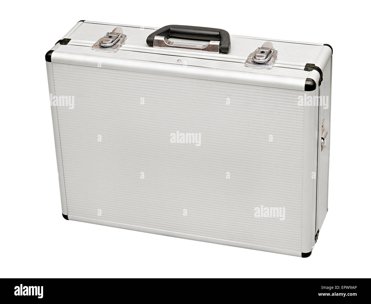 gray metal suitcase isolated on white background Stock Photo - Alamy