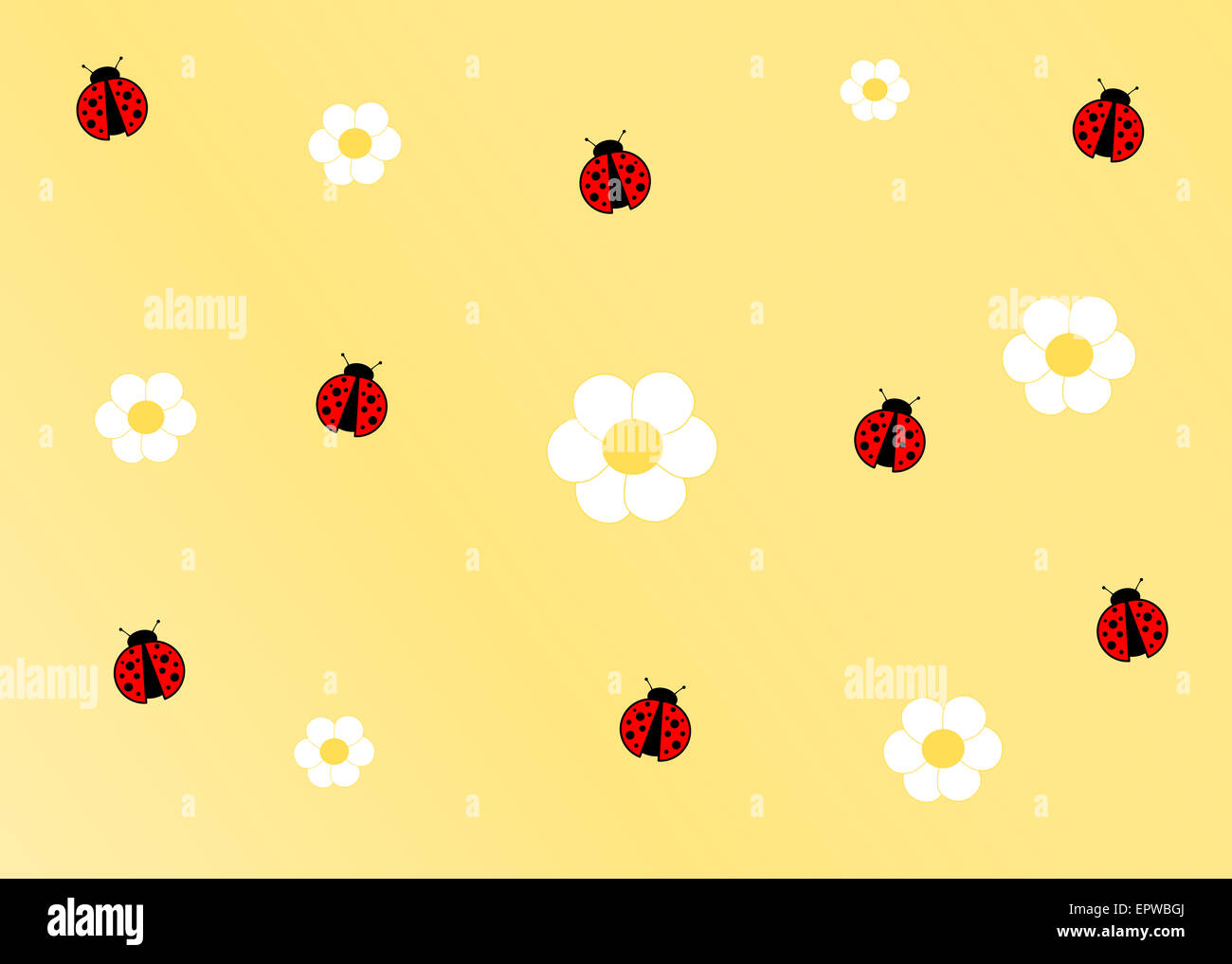 cute ladybug yellow cartoon background cartoon illustration Stock Photo ...