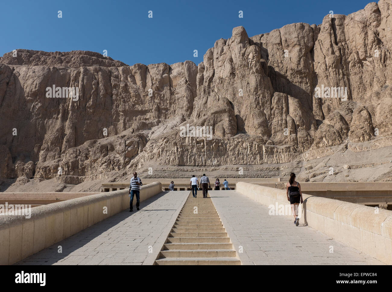 The mortuary temple of Queen Hatshepsut at Deir el-Bahri on the west ...