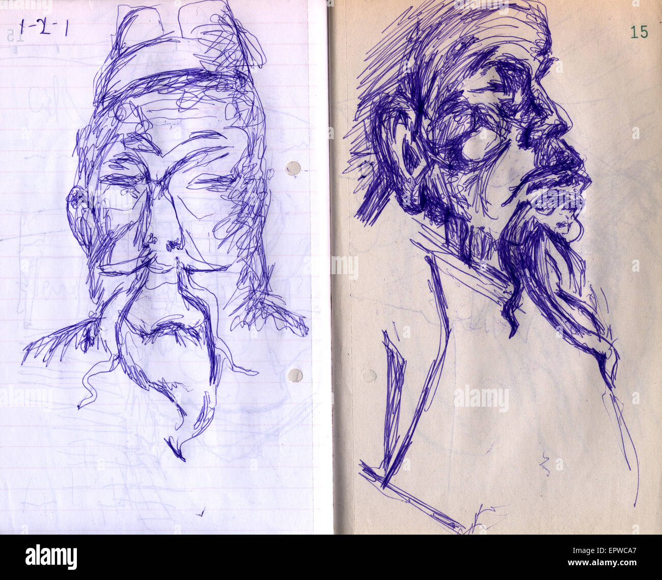 illustration portrait of two men Stock Photo - Alamy