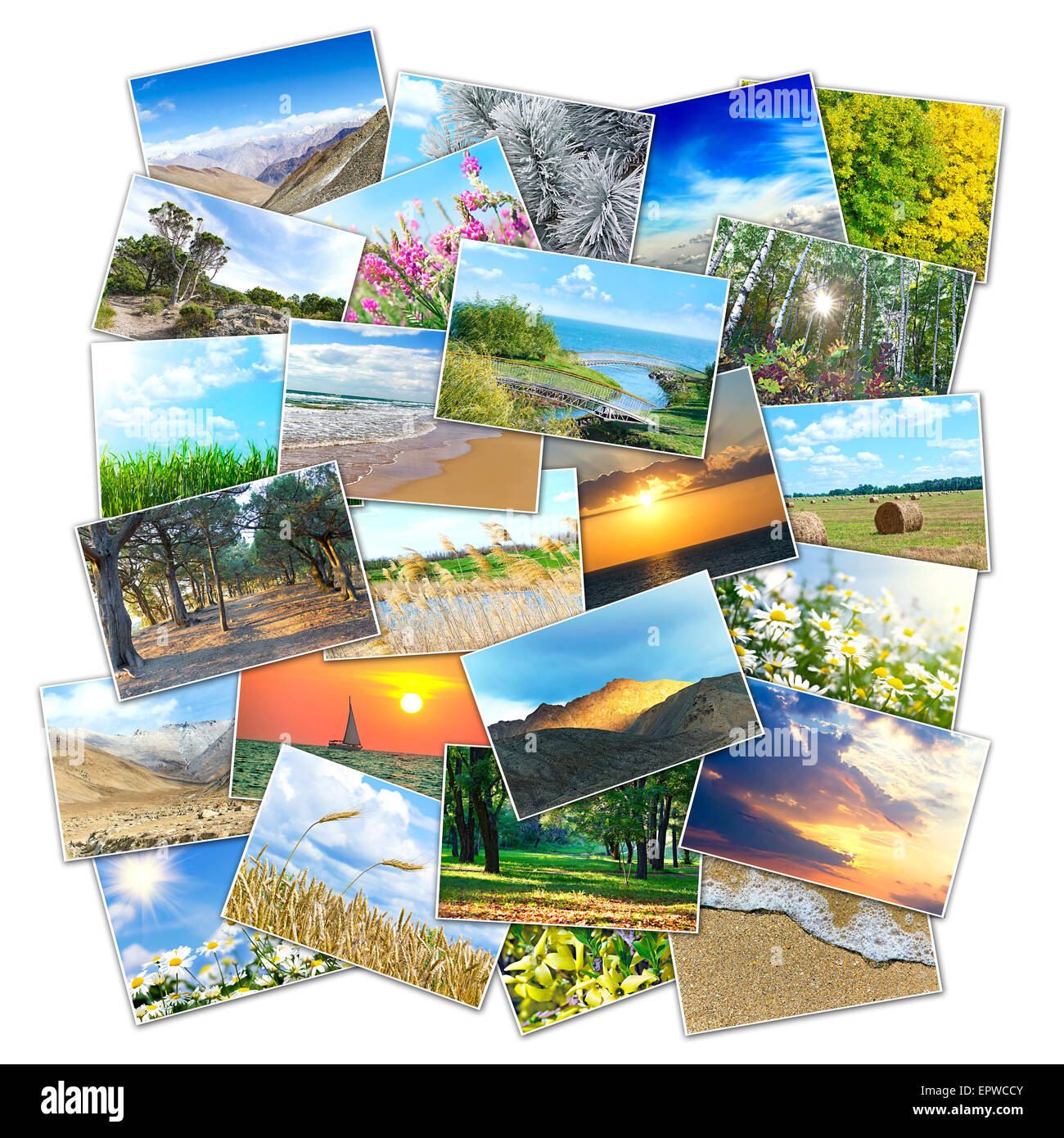 collage of many pictures of nature lying in a heap Stock Photo - Alamy