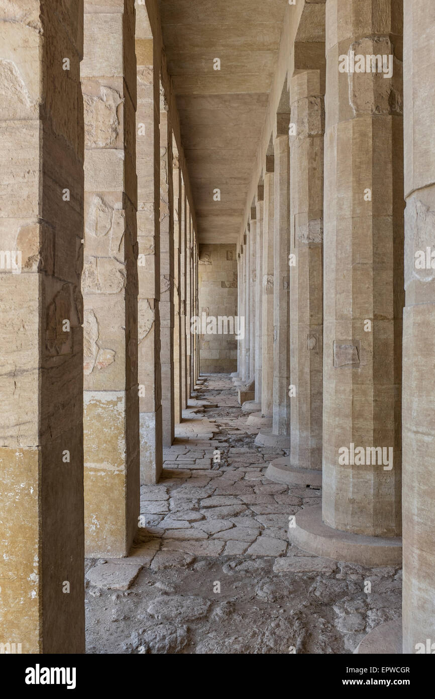 Covered colonnade on the upper terrace of Queen Hatshepsut's mortuary ...